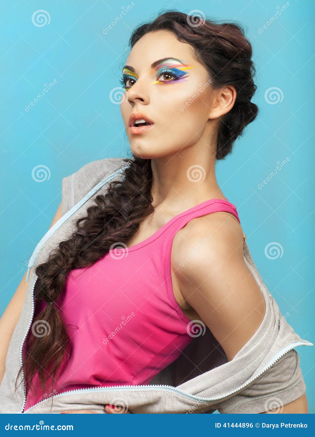 Portrait of a Beautiful Model with Creative Make Up Stock Photo - Image ...