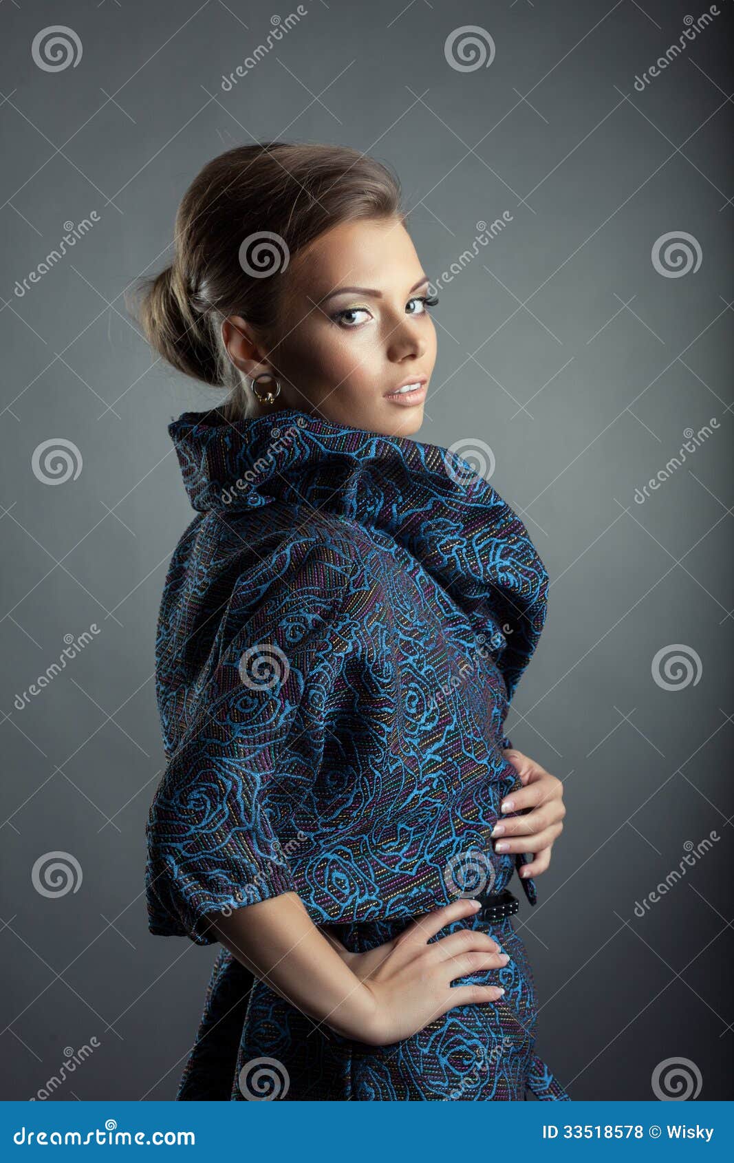 Portrait of Beautiful Model Posing in Stylish Coat Stock Photo - Image ...