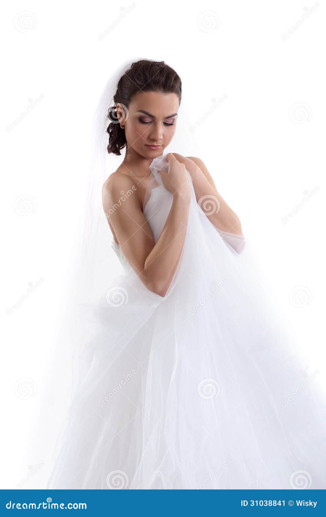 Portrait of Beautiful Model Posing in Wedding Gown Stock Image - Image ...