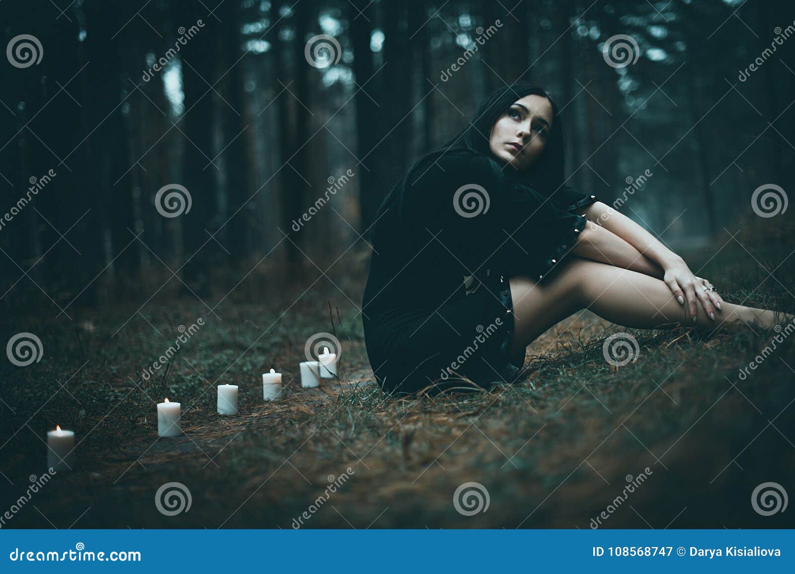 Portrait of a Beautiful Mysterious Woman in the Forest. Cold Ton Stock ... Portrait of a Beautiful Mysterious Woman in the Forest. Cold Ton Stock ...