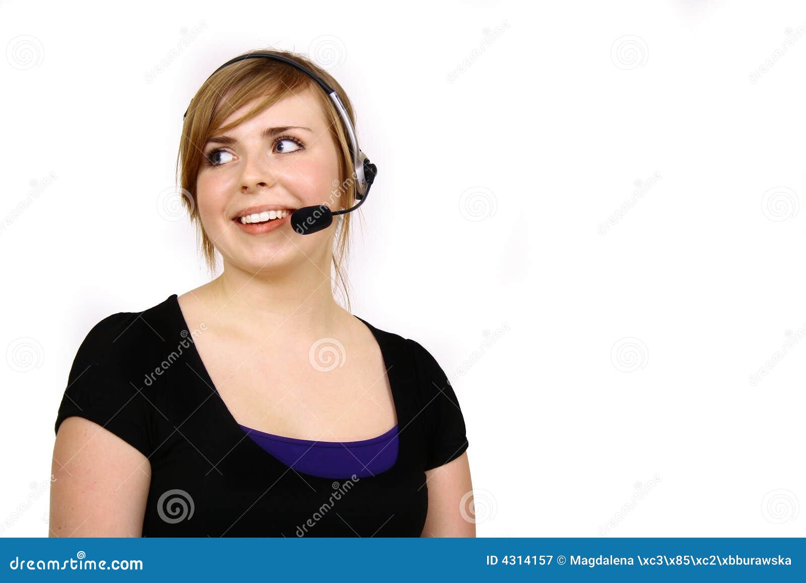 Portrait of Beautiful Operator Stock Image - Image of close, friendly ...