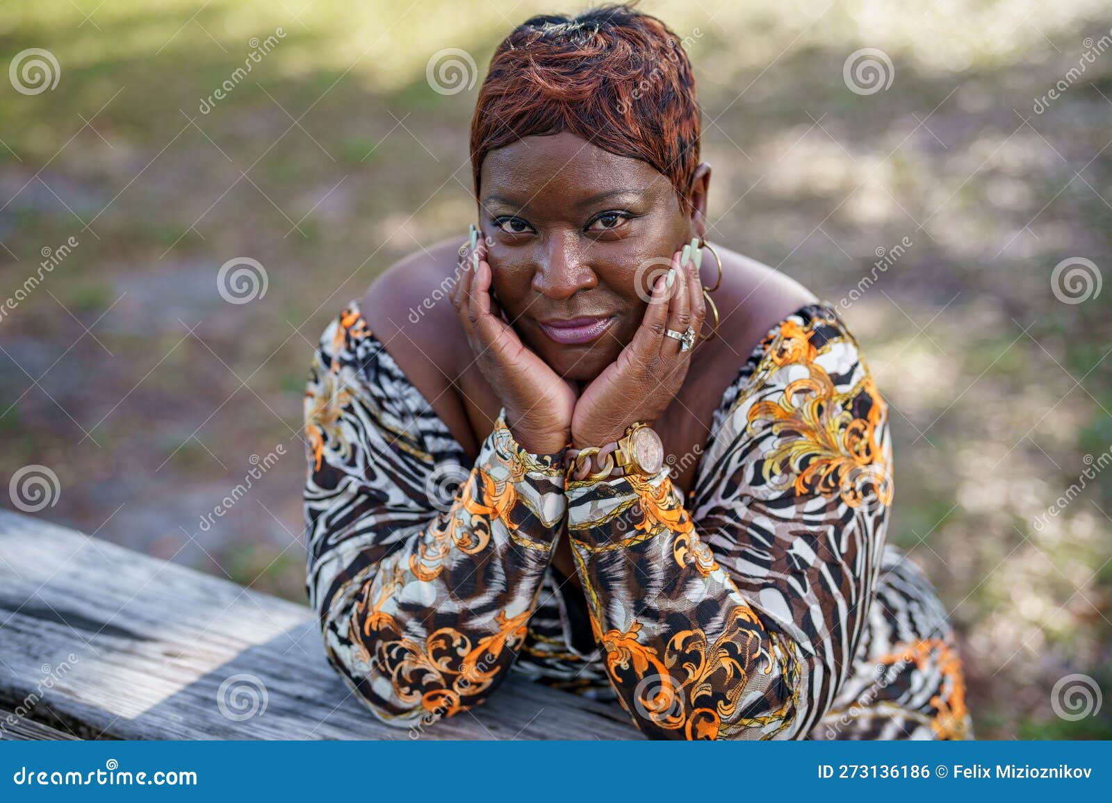 Portrait of a Beautiful Plus Sized Model in the Park Stock Photo ...