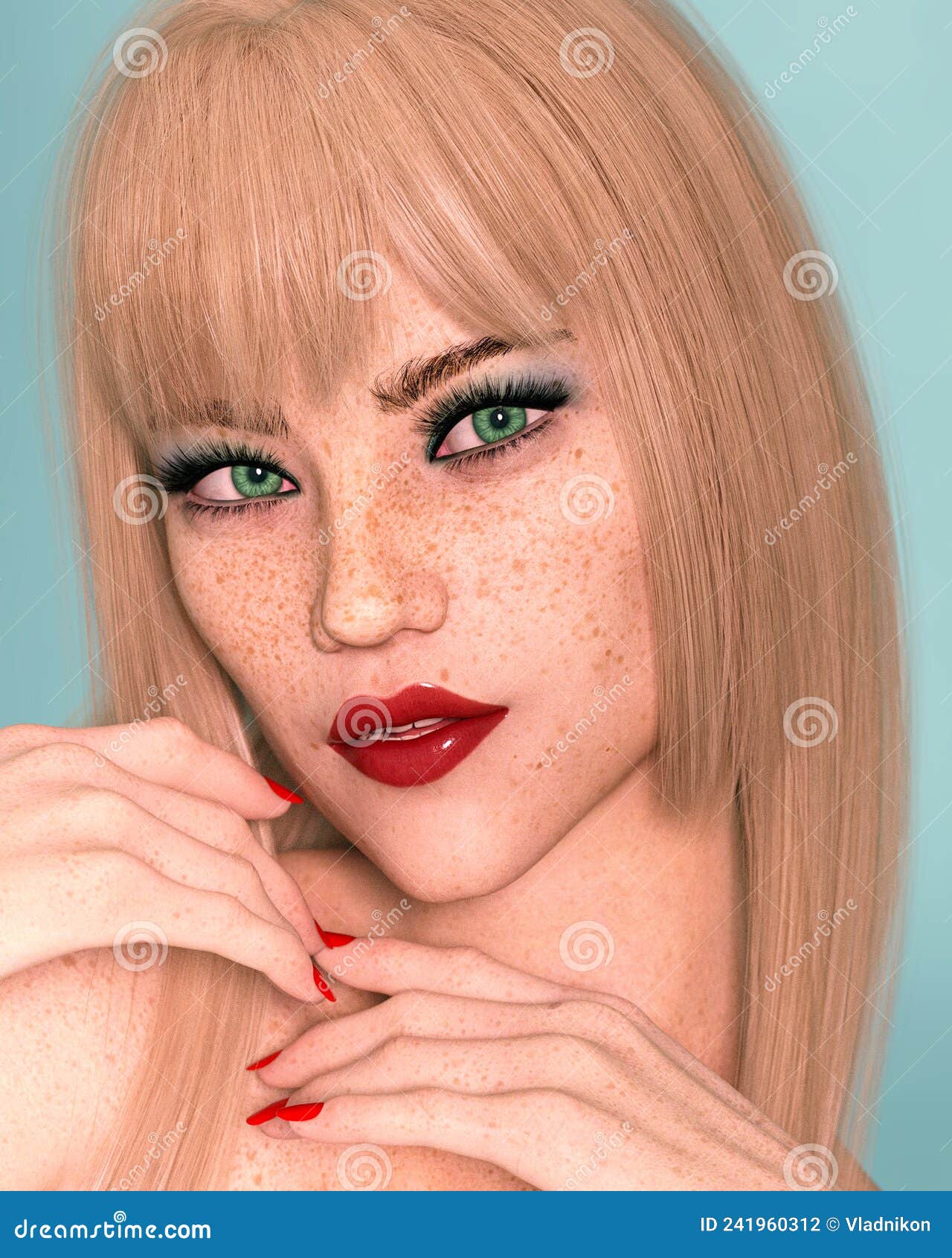 Portrait Pretty Fashionable Girl Stock Illustration Illustration Of