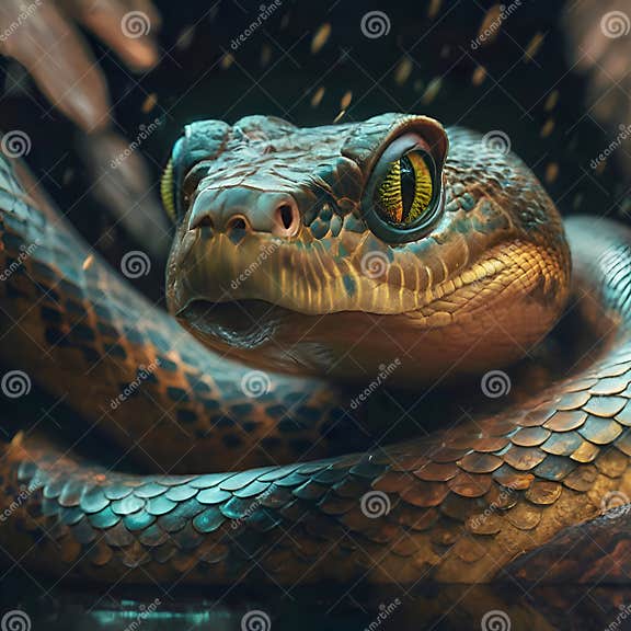 Portrait of Beautiful Python Snake. Close Up Stock Illustration ...