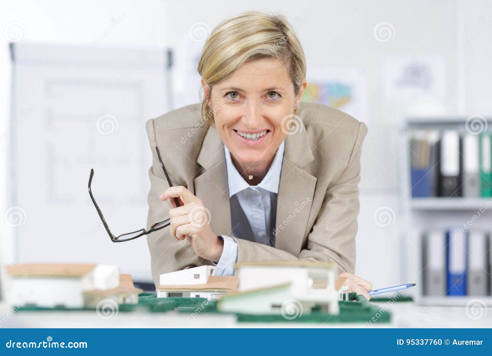 Portrait Beautiful Real Esate Agent Smiling at Office Stock Photo ...