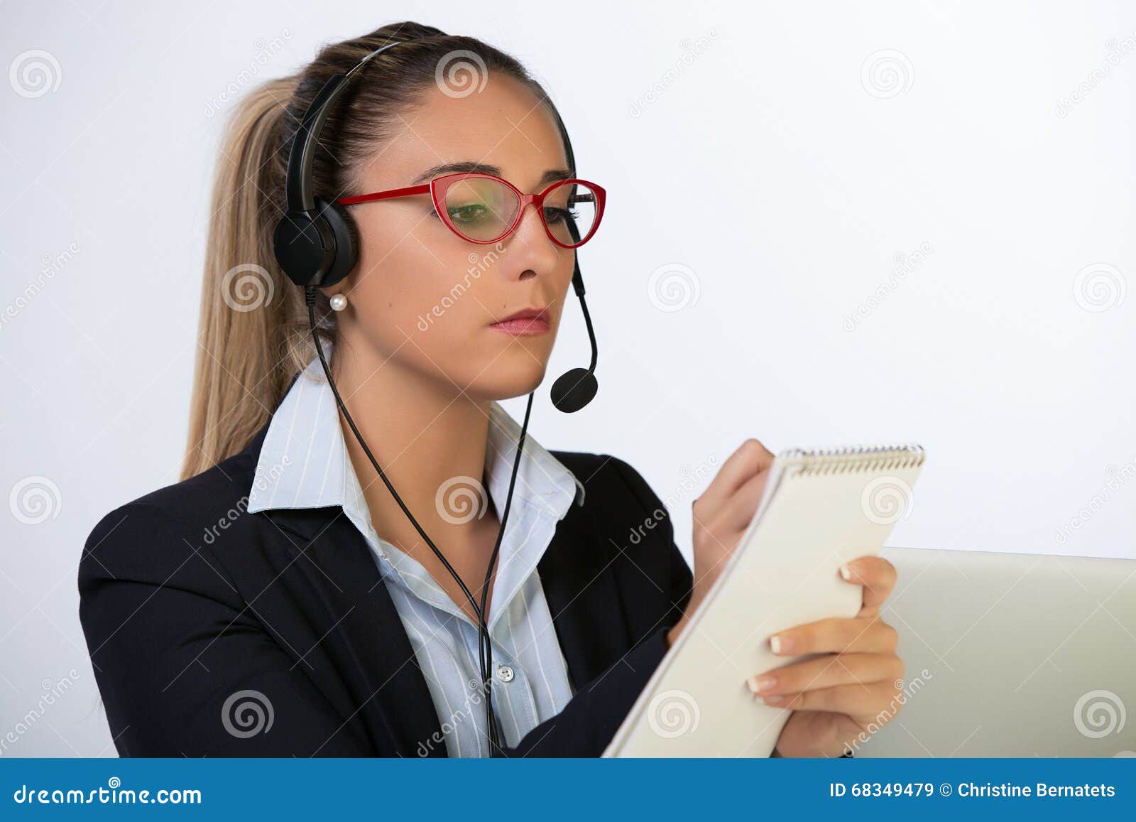 Portrait of Beautiful Secretary Writing Notes in Office Stock Image ...