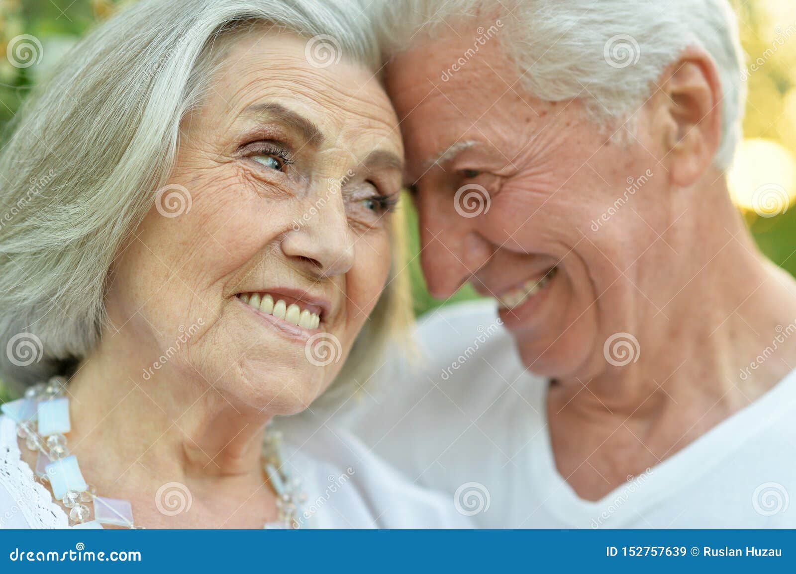 Portrait Of Beautiful Senior Couple Hugging In The Park Stock Image