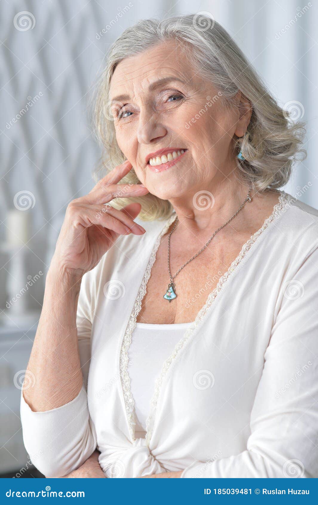Portrait of Beautiful Senior Woman Posing at Home Stock Image - Image ... Portrait of Beautiful Senior Woman Posing at Home Stock Image - Image ...