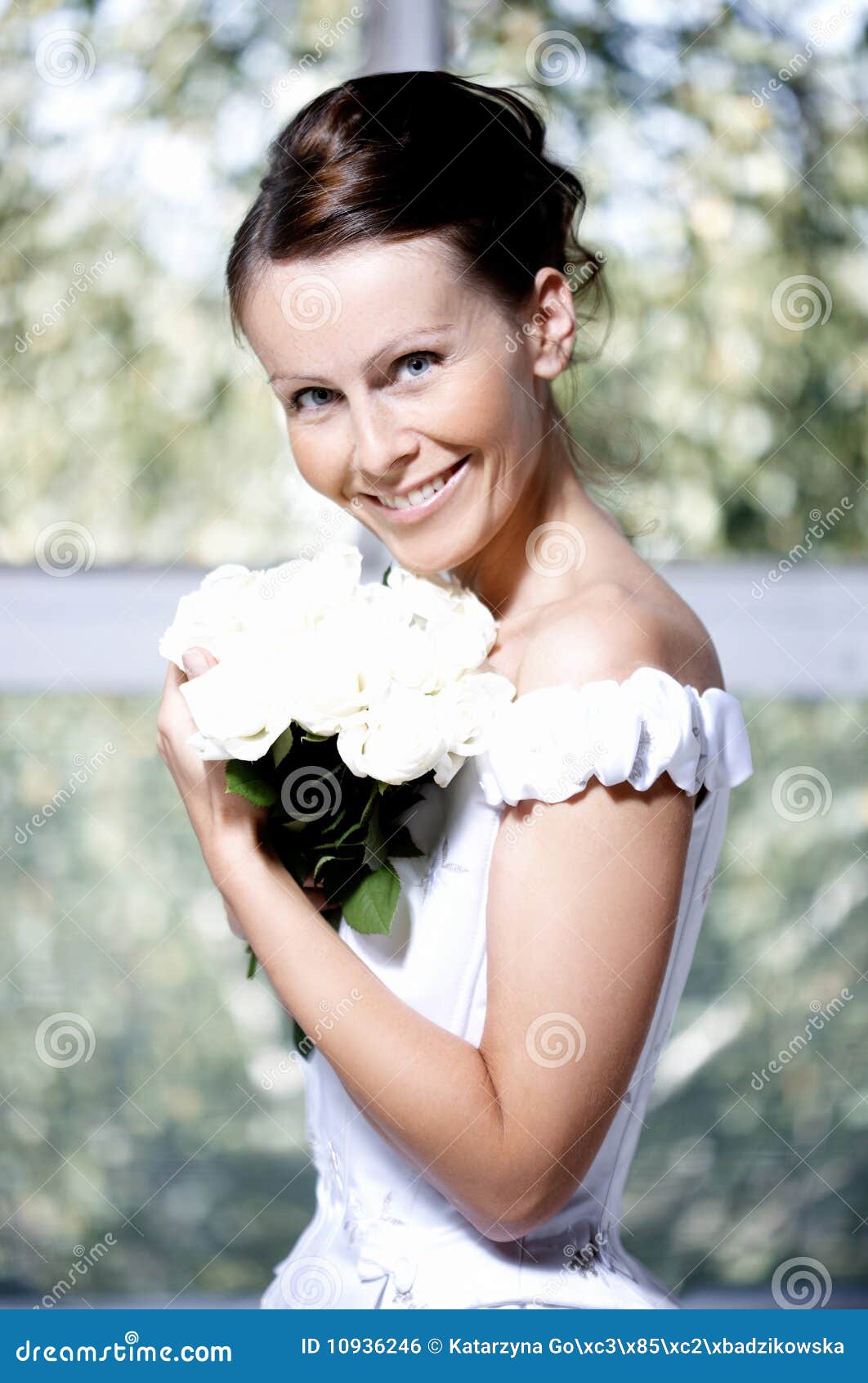 Portrait of the Beautiful Smiling Bride Stock Photo - Image of ...