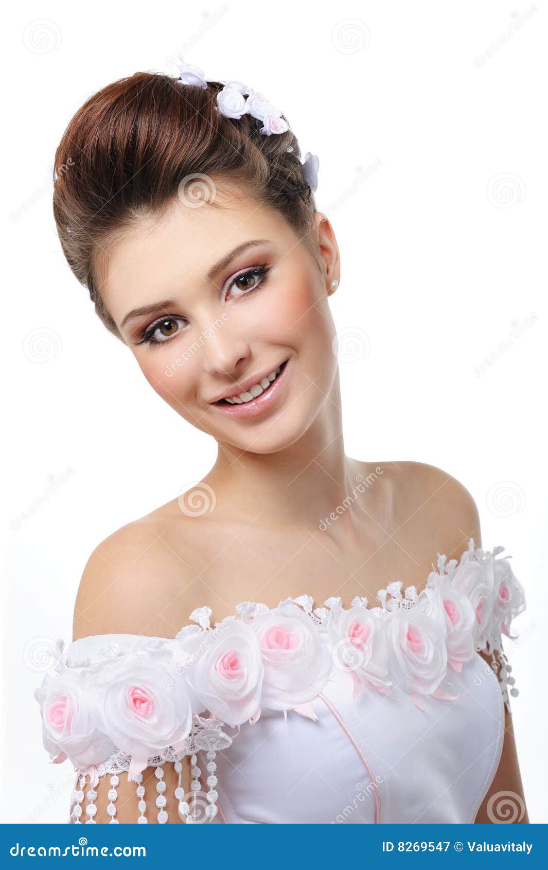Portrait of Beautiful Smiling Bride Stock Image - Image of celebration ...