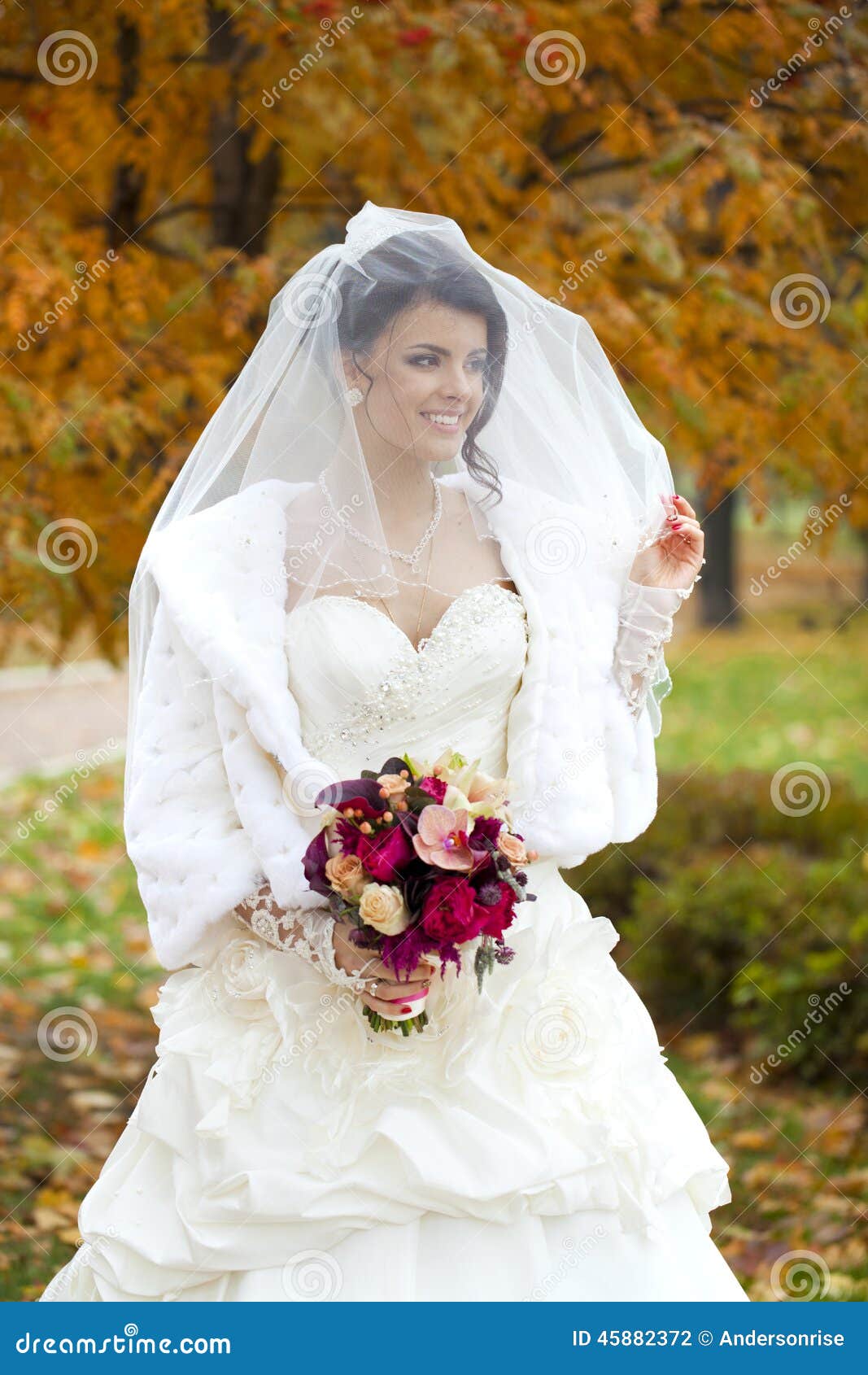 Portrait of a Beautiful Smiling Bride Stock Photo - Image of delicacy ...