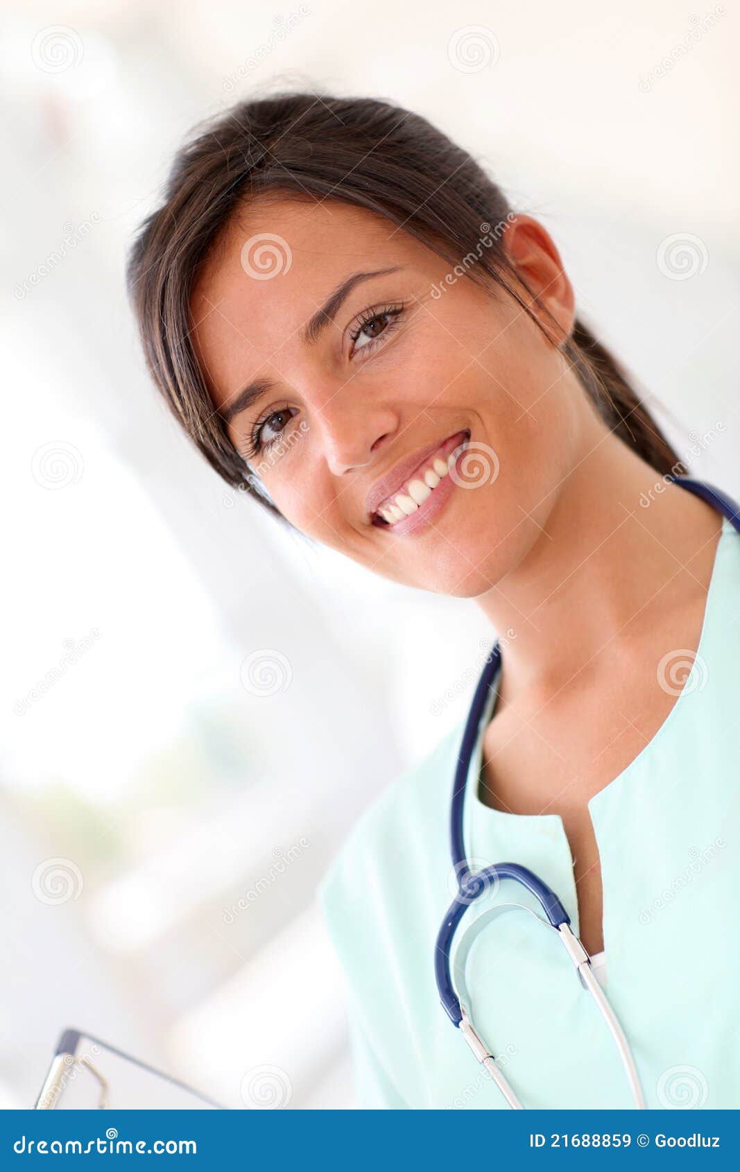 Portrait of Beautiful Smiling Nurse Stock Image - Image of carer ...