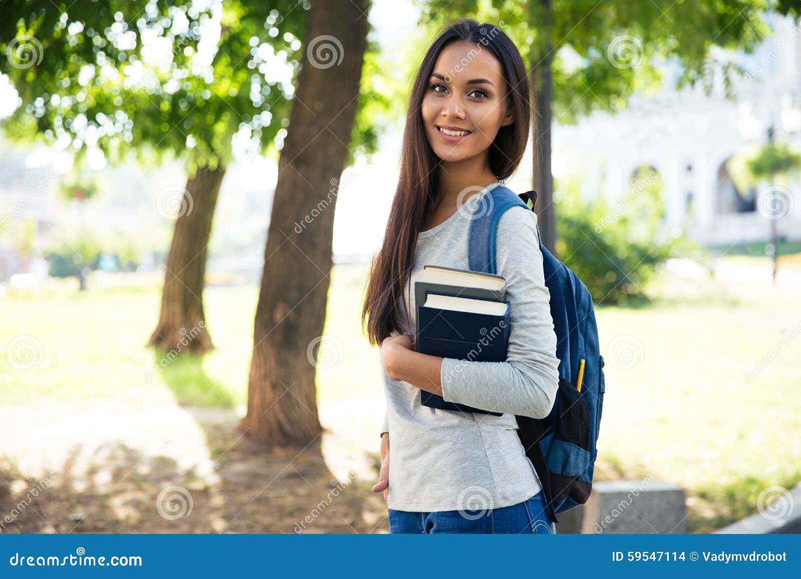Portrait of a Beautiful Smiling Student Stock Photo - Image of camera ...