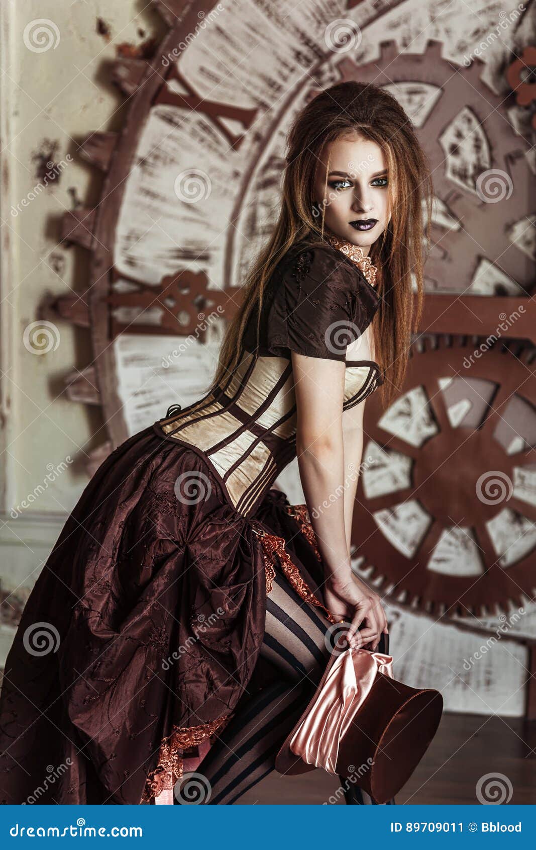 Portrait Of A Beautiful Steampunk Woman Stock Image Image Of Gorgeous