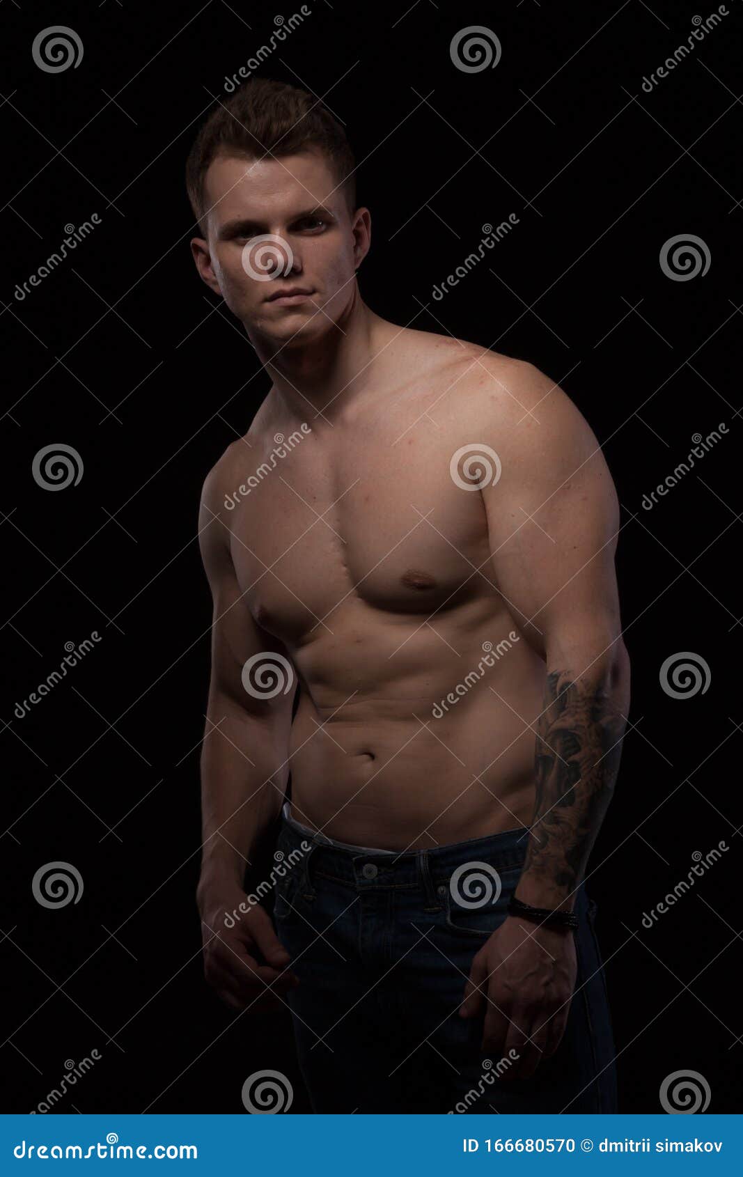 Portrait of a Beautiful Strong Young Muscle Man Stock Photo - Image of ...