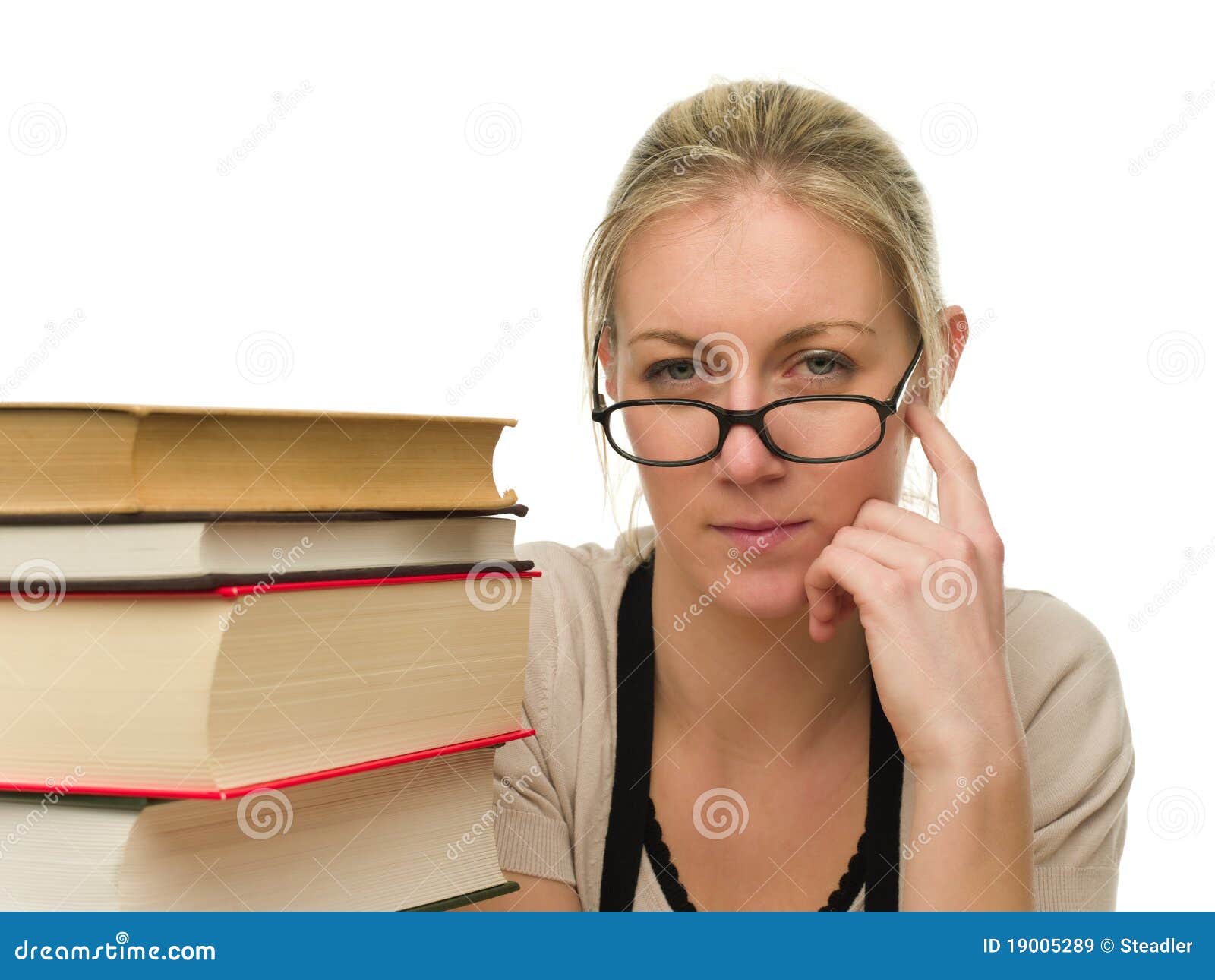 Portrait of Beautiful Student with Books Stock Image - Image of student ...