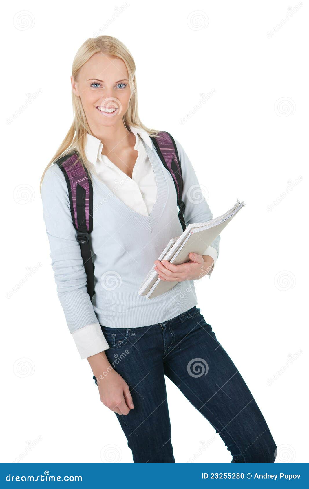 Portrait of Beautiful Student Girl Stock Photo - Image of jeans, fresh ...