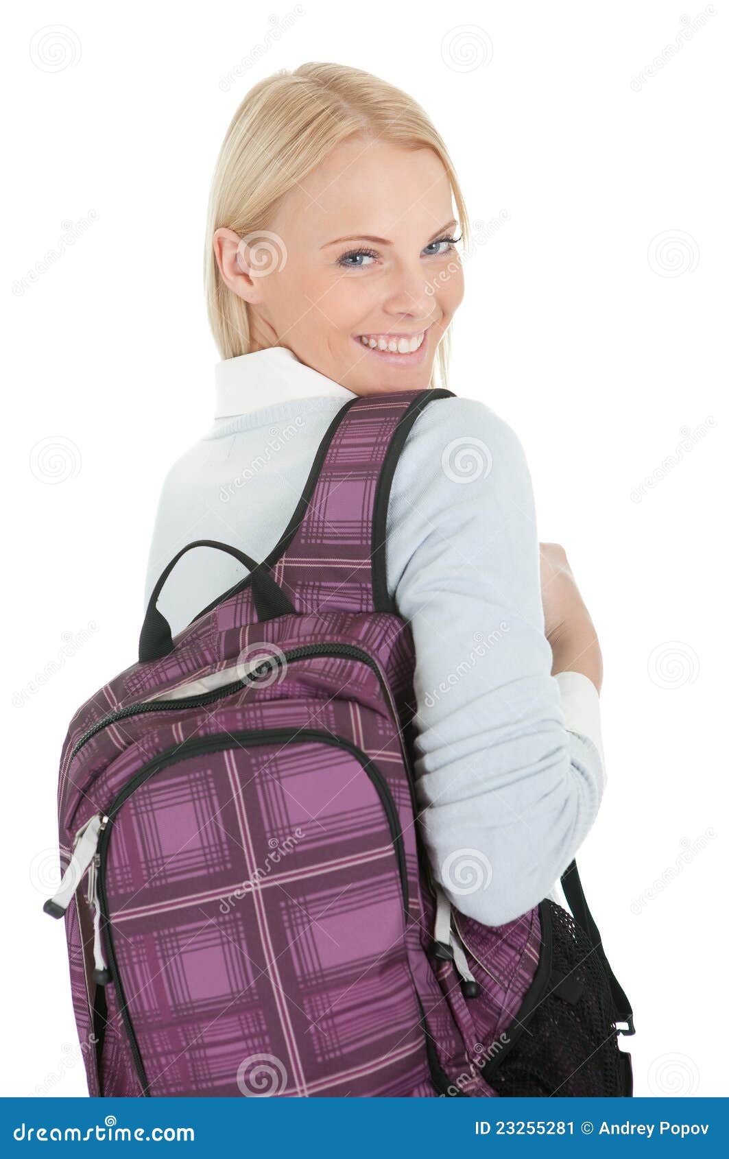 Portrait of Beautiful Student Girl Stock Image - Image of back ...