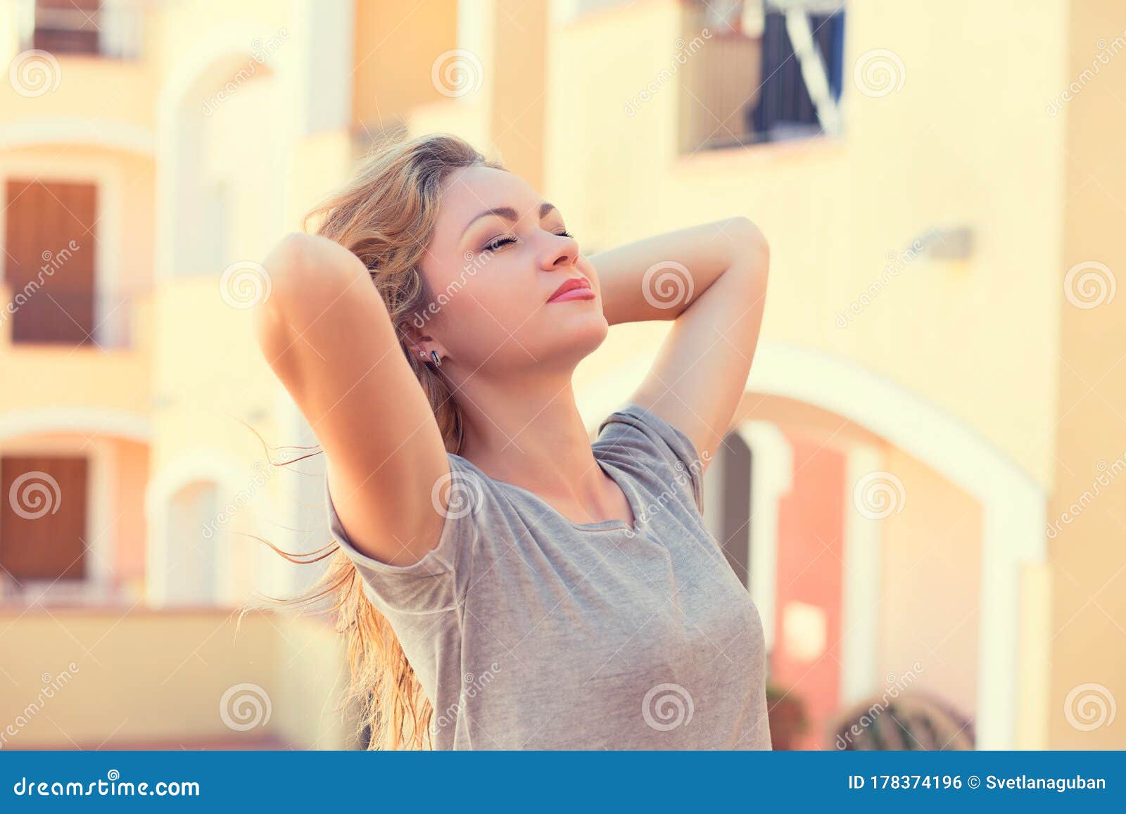 Portrait Of A Beautiful Sunshine Girl Closeup Happy Smiling Woman