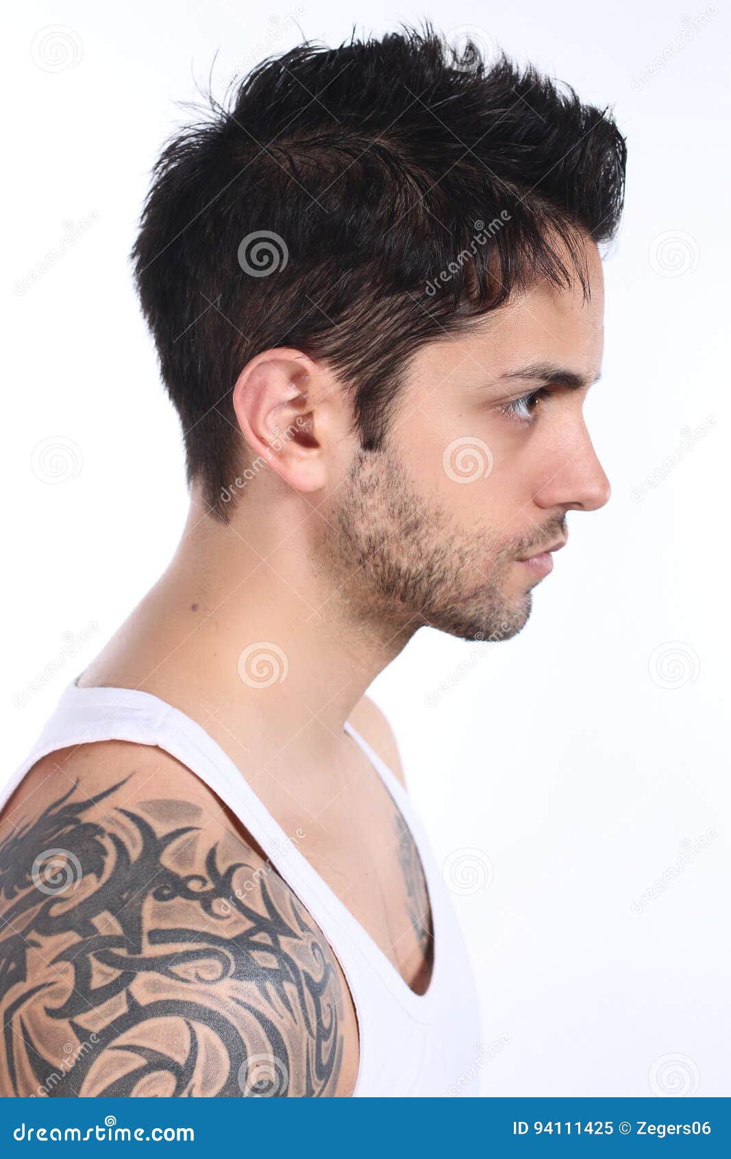 Portrait of a Beautiful Tattooed Man Stock Image - Image of tattooed ...
