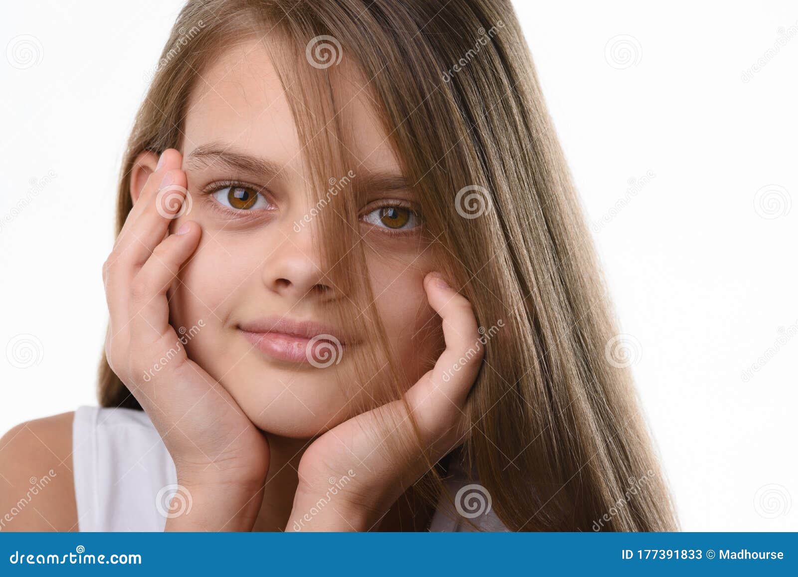 Portrait of a Beautiful Teenage Girl, Caucasian Appearance, with Long ... Portrait of a Beautiful Teenage Girl, Caucasian Appearance, with Long ...