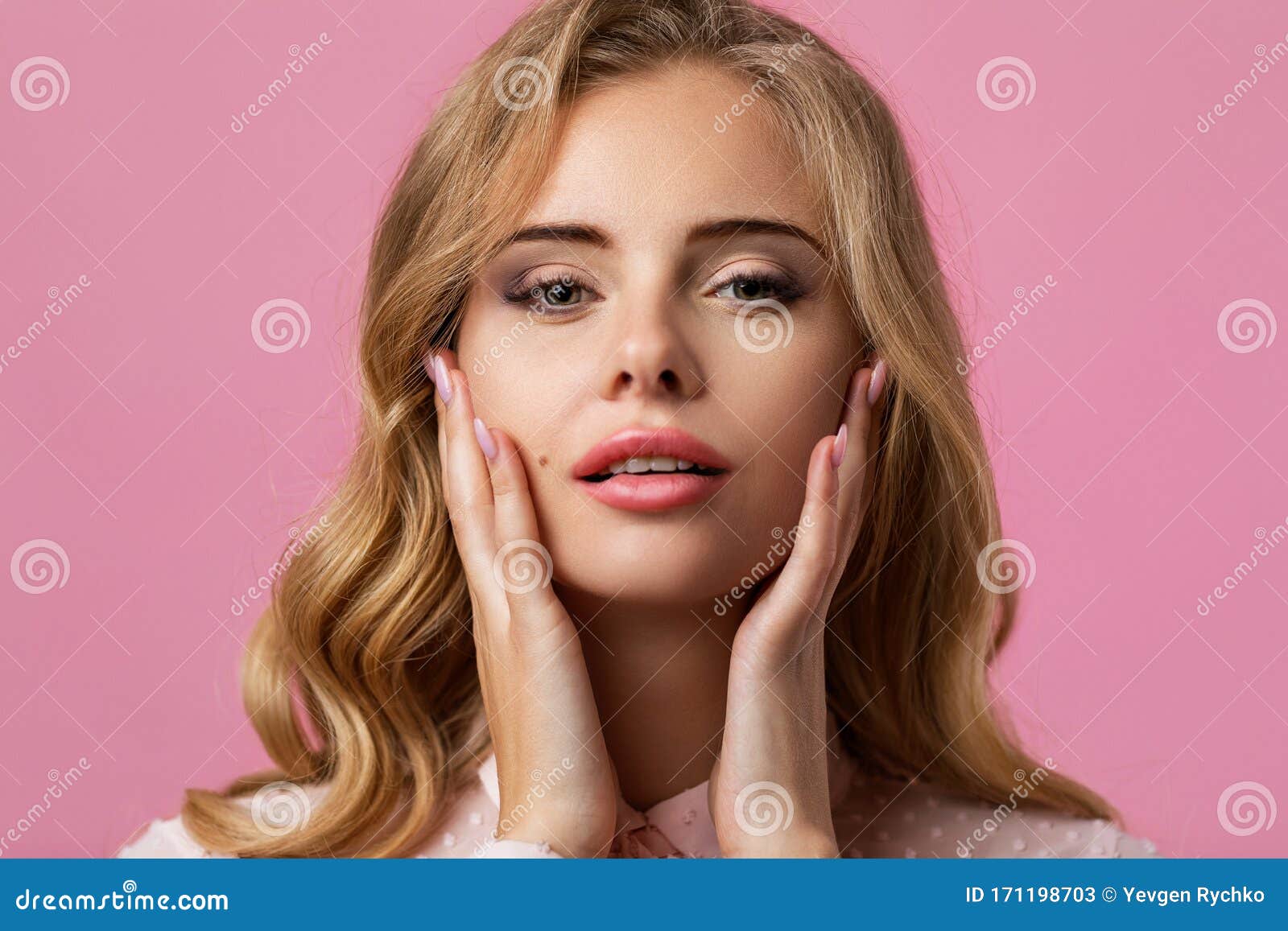 Portrait Of Beautiful Tender Curly Blonde Woman Stock Image Image Of
