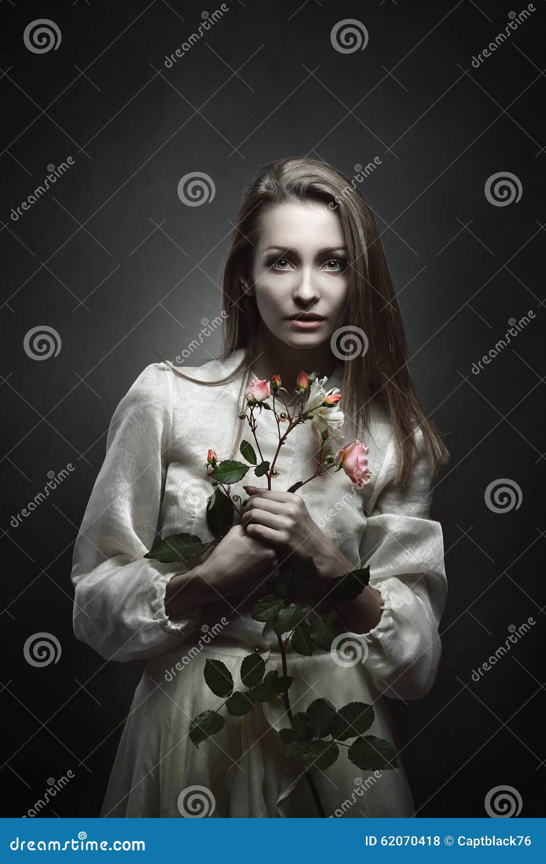 Beautiful Vampire Woman Behind Rainy Window Royalty-Free Stock ...