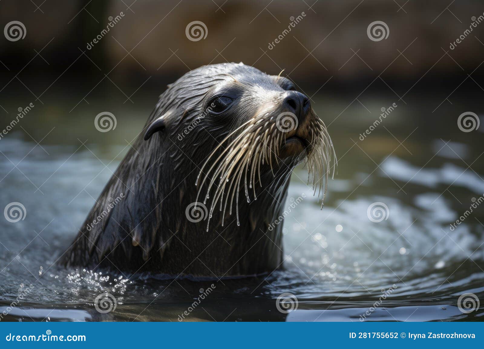 Portrait of a Beautiful Walrus in the Water Stock Illustration ...