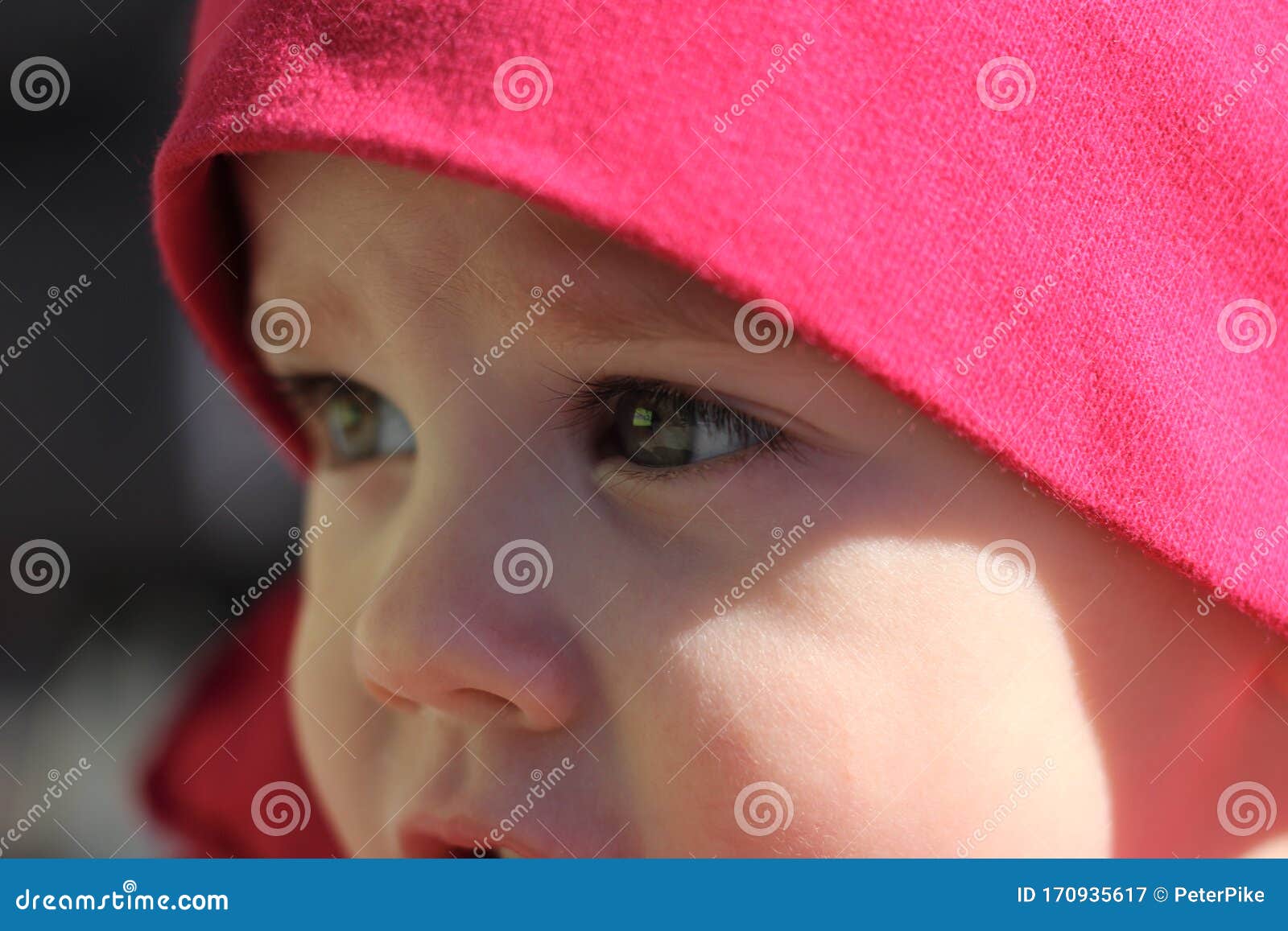 Portrait of a Beautiful White Baby in a Red Hat Stock Image - Image of ...