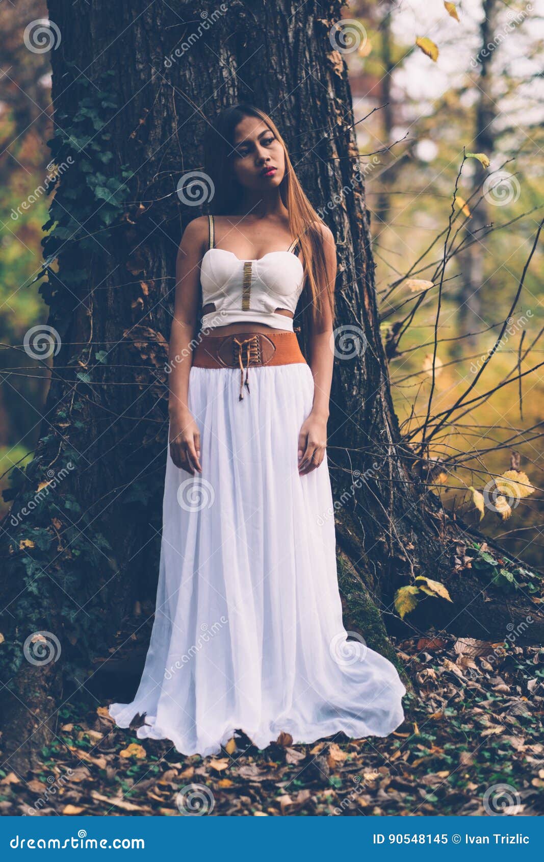 Portrait of Beautiful Wiccan Girl in the Forest Stock Image - Image of ...
