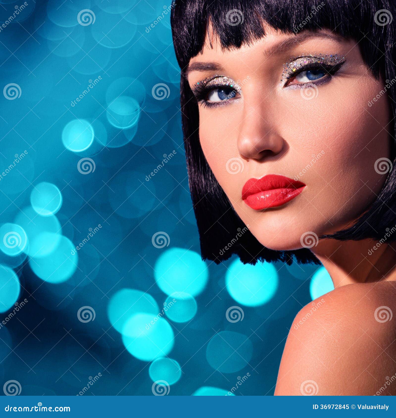 Portrait Of Beautiful Woman With Bob Hairstyle Stock Image Image Of