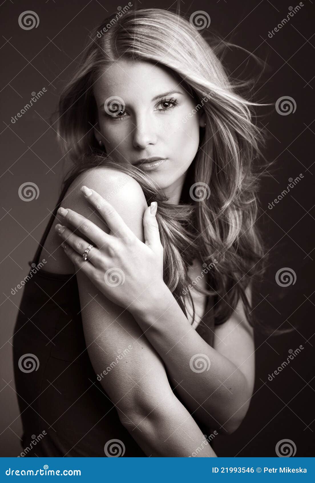 Portrait of Beautiful Woman- BW Stock Photo - Image of looking ...