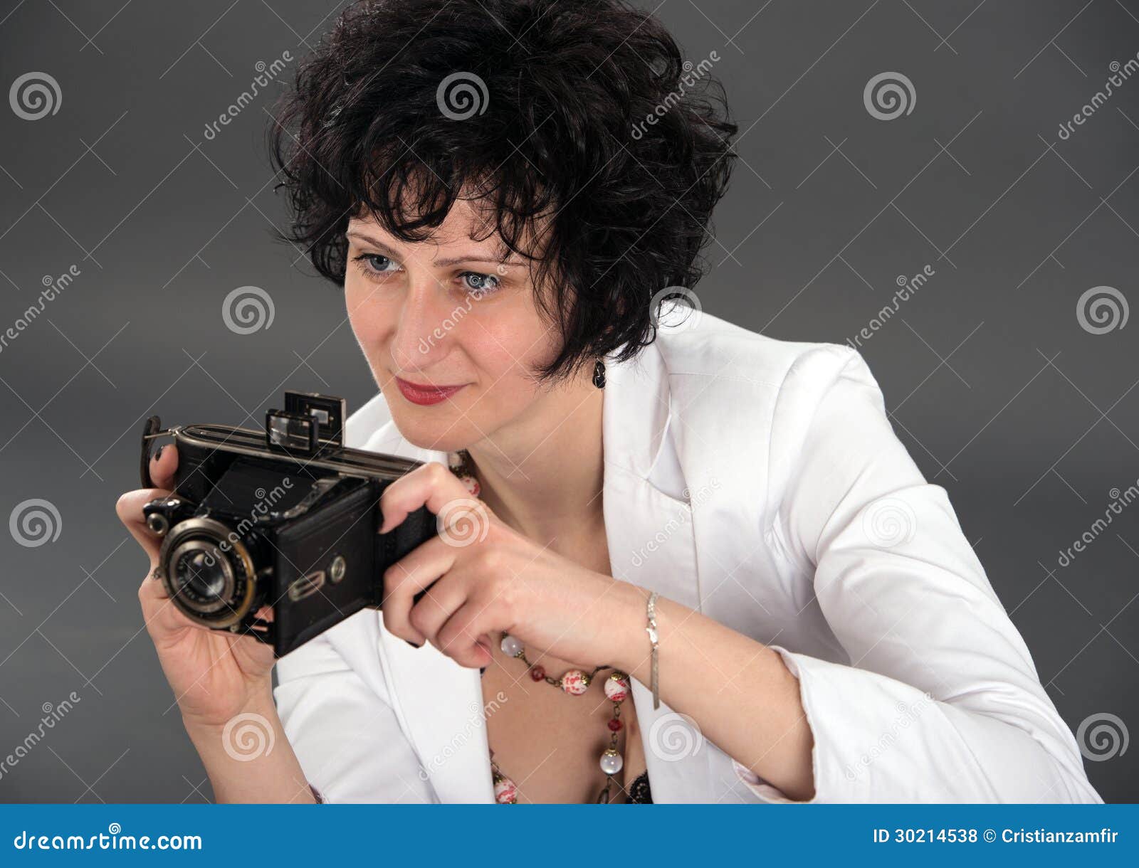 Portrait of a Beautiful Woman with a Camera Stock Photo - Image of ...