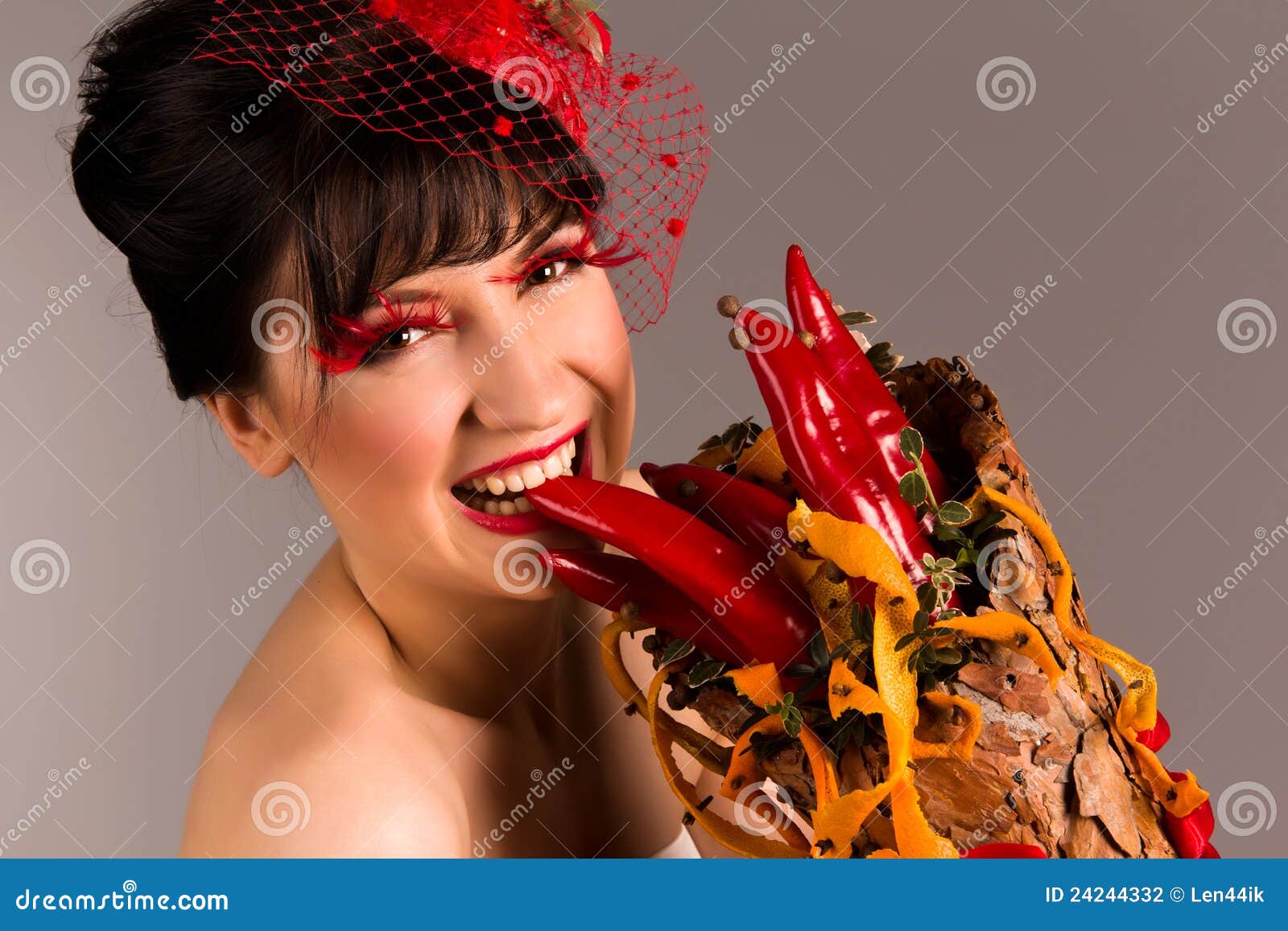 Portrait of a Beautiful Woman with Cornucopia Stock Photo - Image of ...