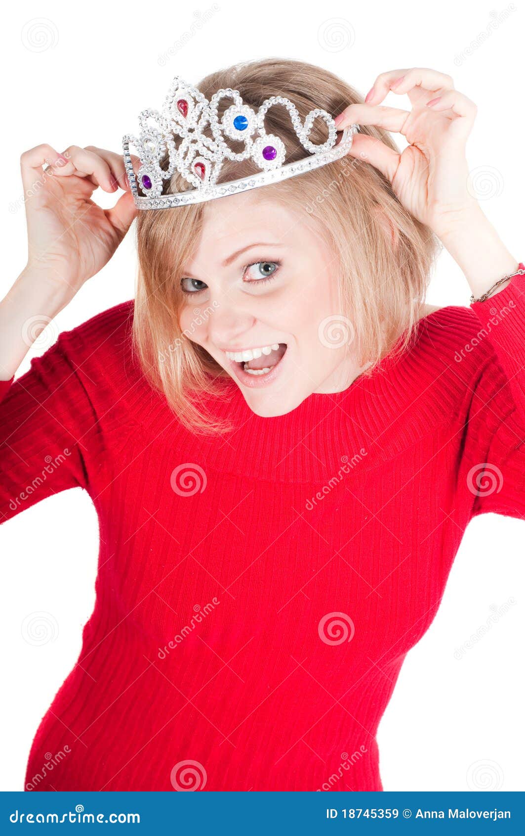 Portrait of Beautiful Woman with Crown Stock Image - Image of female ...