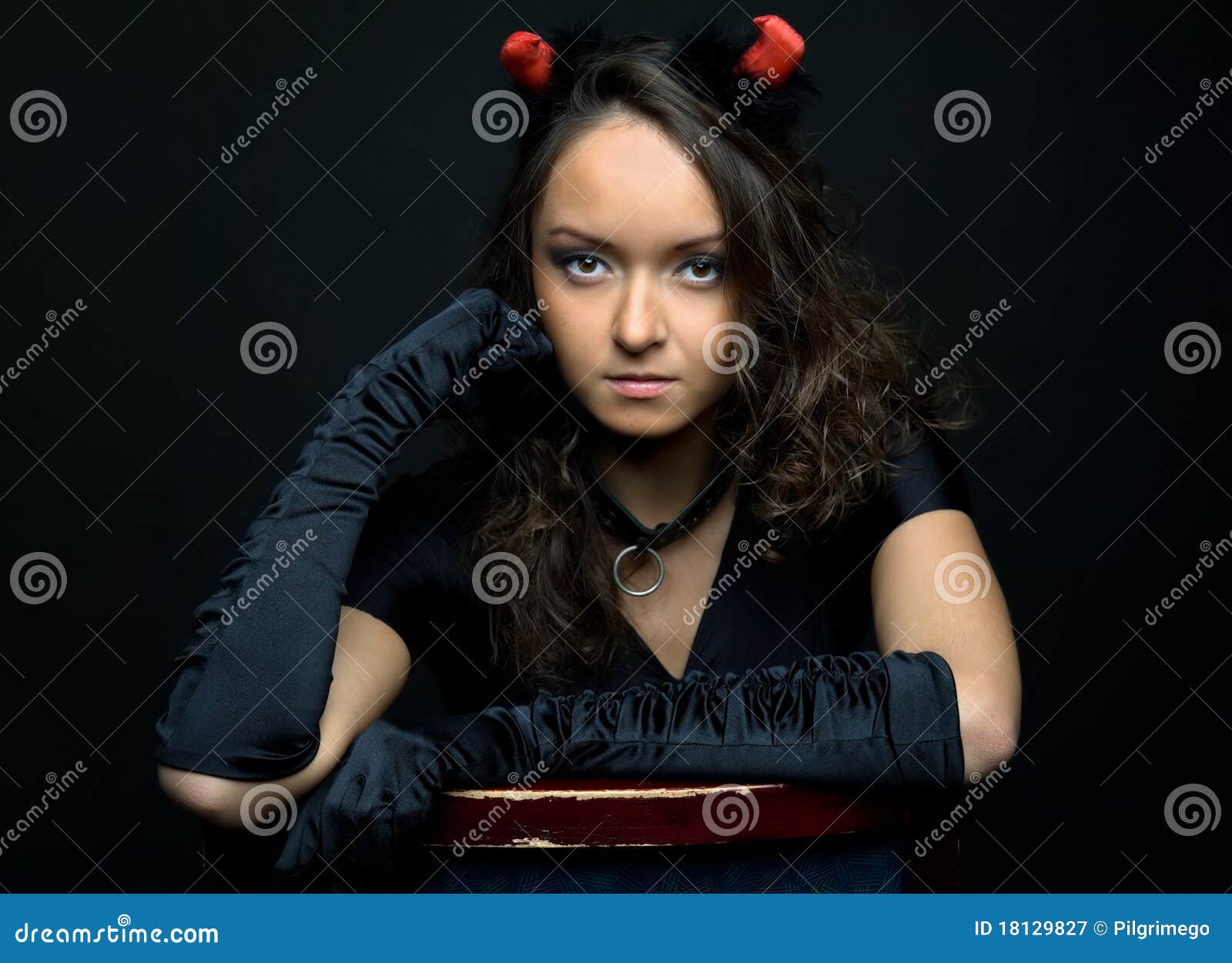 Portrait of the Beautiful Woman in Devil Costume Stock Image - Image of ...