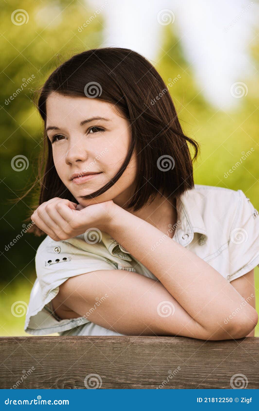 Portrait Beautiful Woman Dreams Stock Photo - Image of cute, girl: 21812250