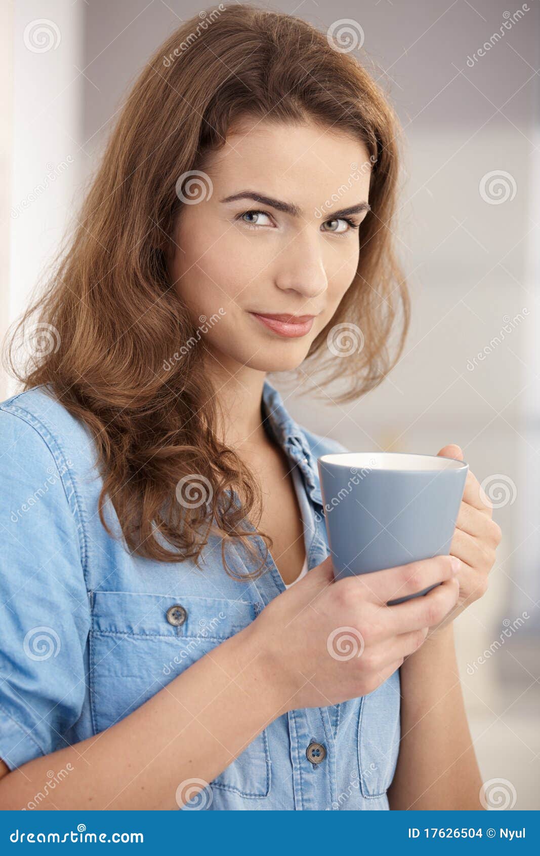 Portrait of Beautiful Woman Drinking Tea Stock Photo - Image of ...