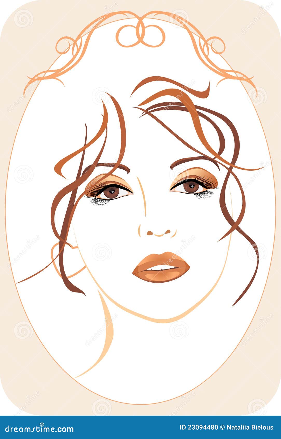 Portrait of Beautiful Woman in the Frame Stock Vector - Illustration of ...