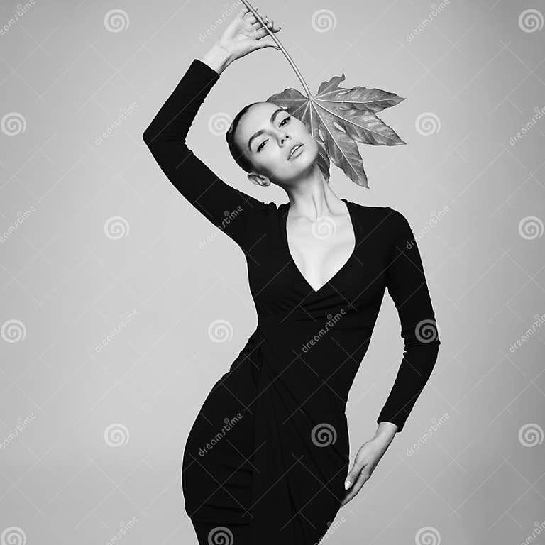 Portrait Of A Beautiful Woman With Grass Leaves In Her Hands Stock Image Image Of Lady