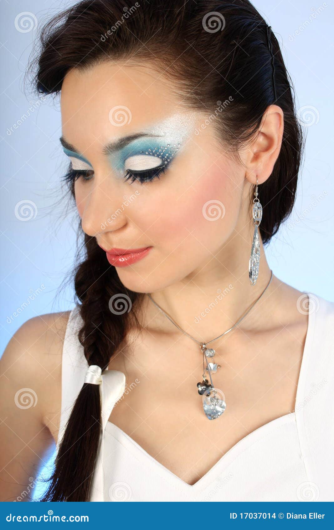 Portrait of Beautiful Woman with Make-up Stock Photo - Image of pensive ...