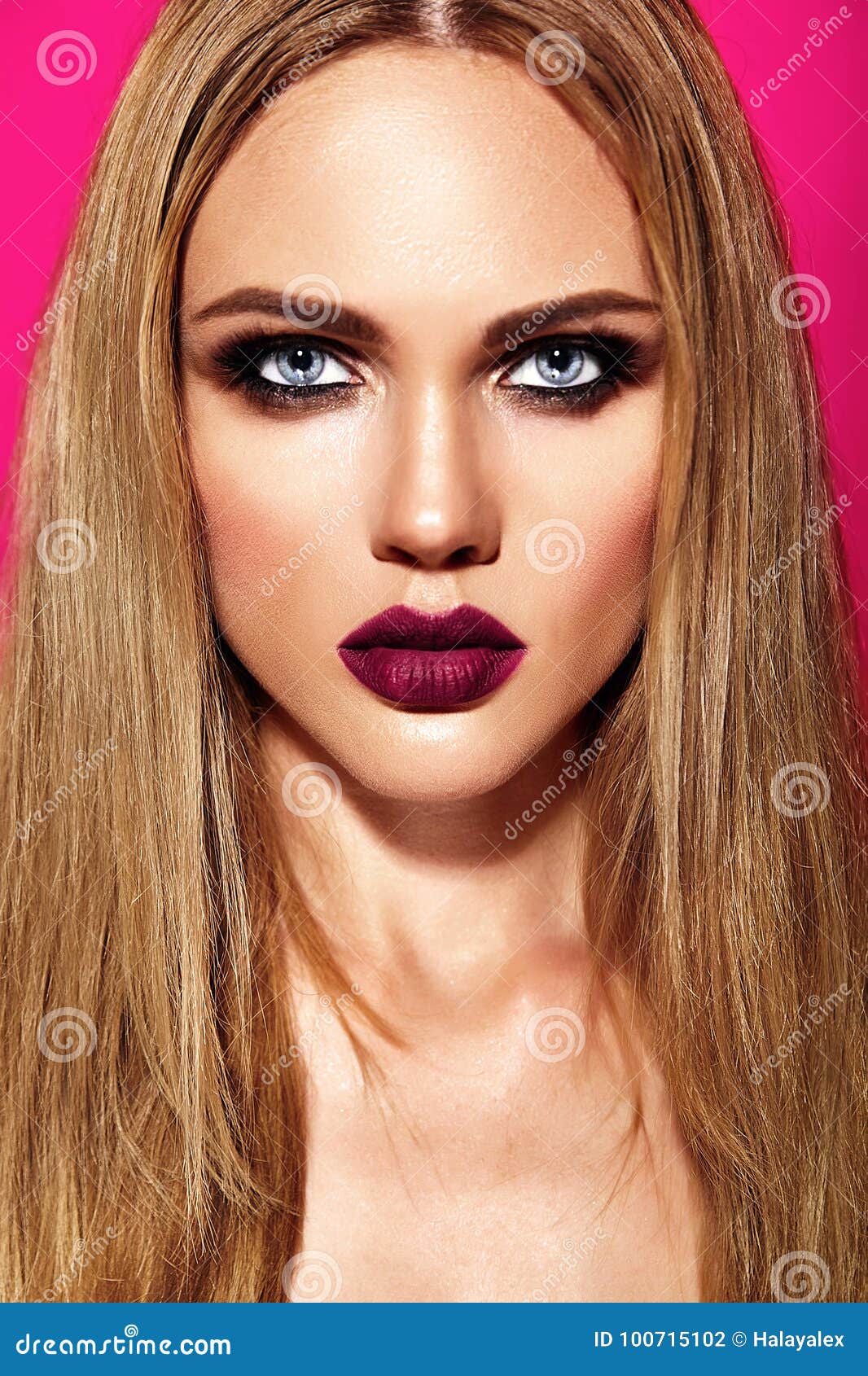 Portrait Of Beautiful Woman Model With Makeup And Clean Healthy Skin