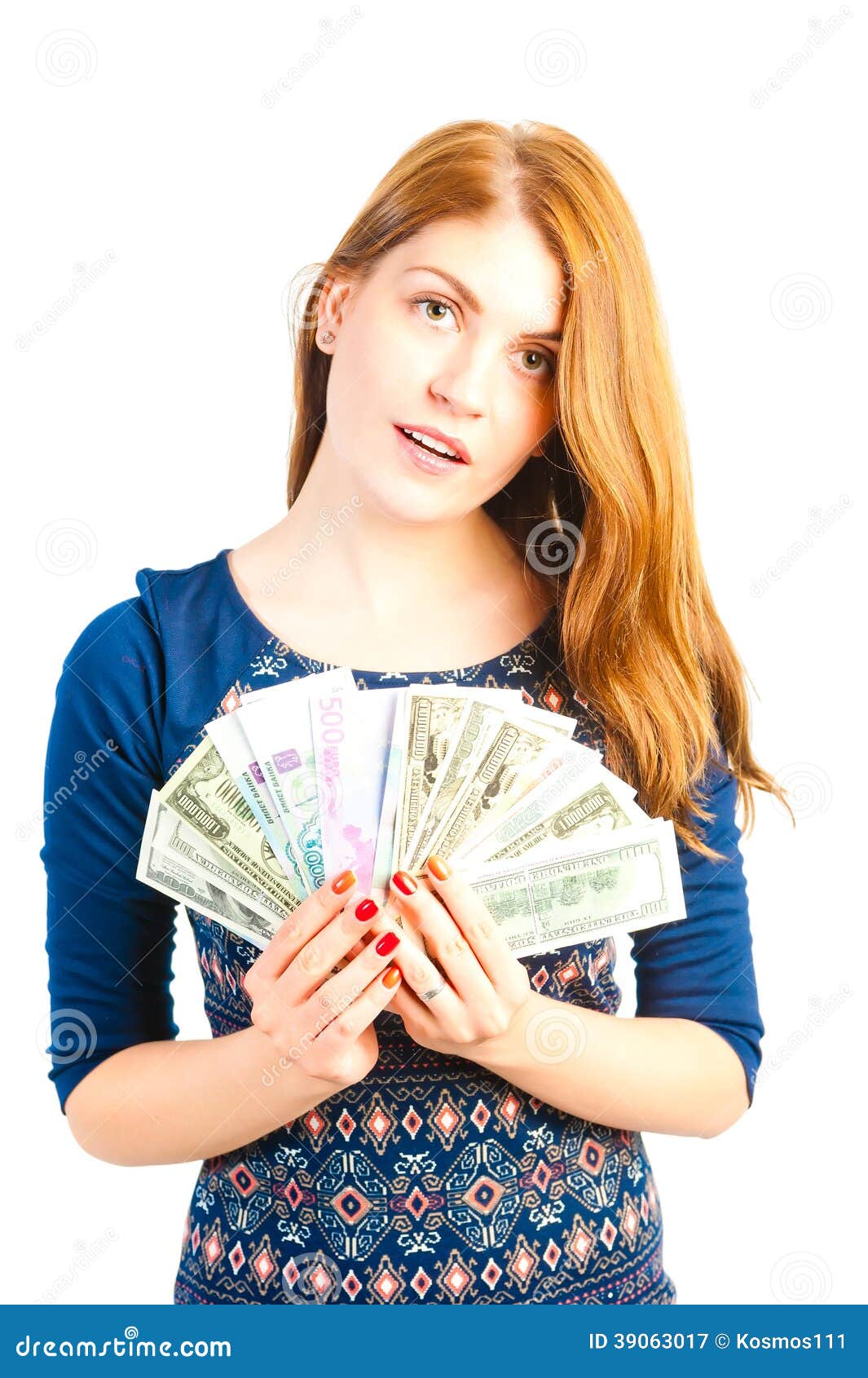 Portrait of Beautiful Woman with Money Stock Image - Image of emotions ...