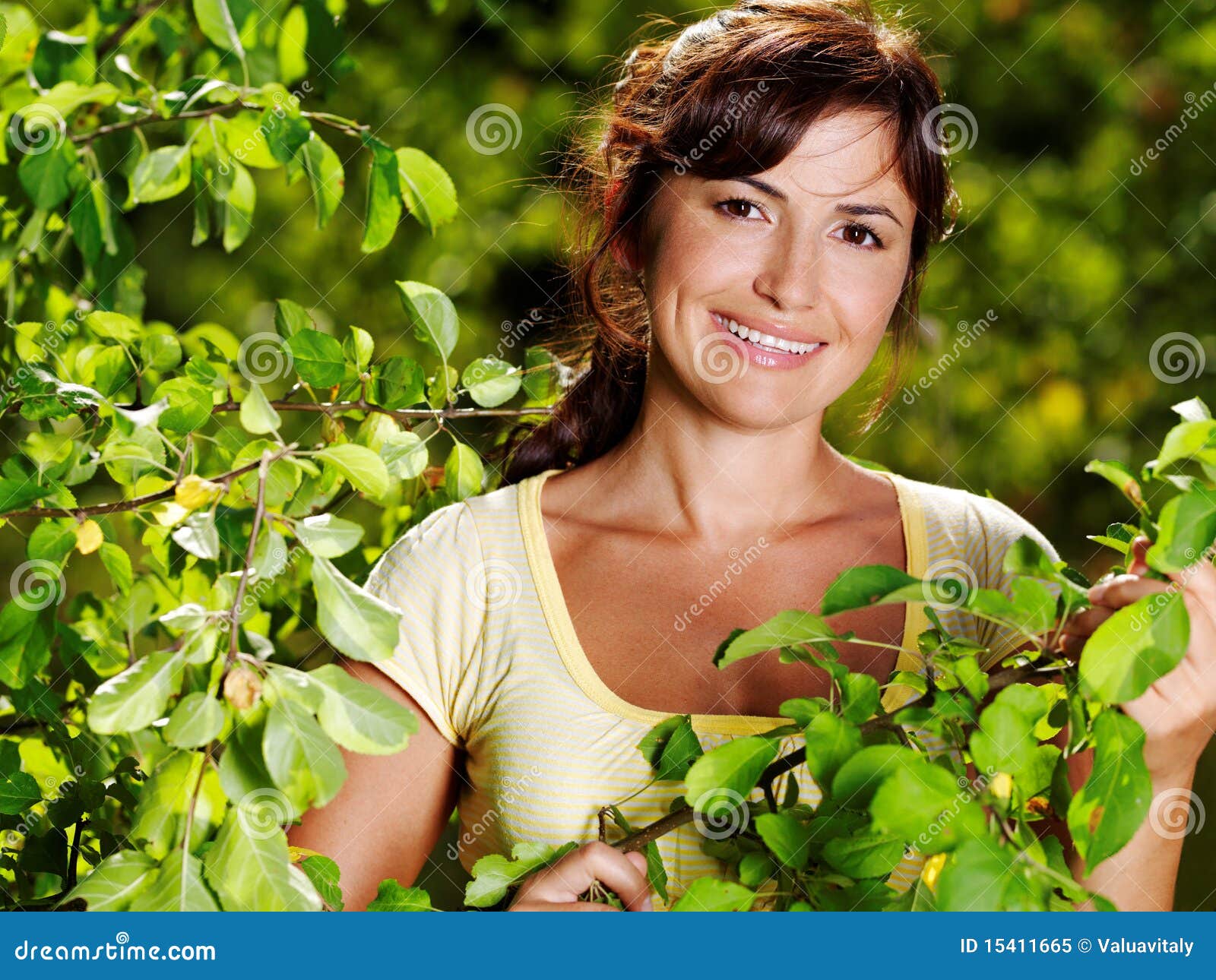 Portrait of Beautiful Woman on the Nature Stock Image - Image of sunny ...