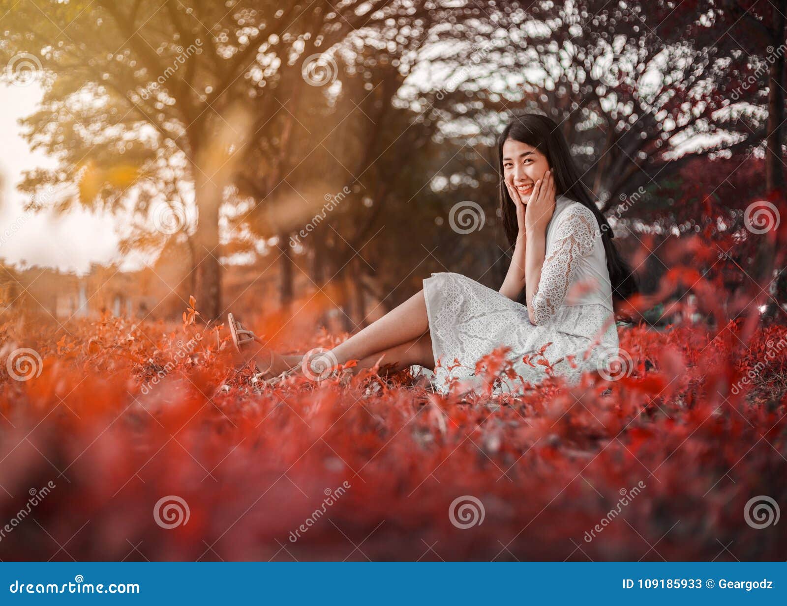 Portrait of Beautiful Woman in Park Stock Image - Image of female, girl ...