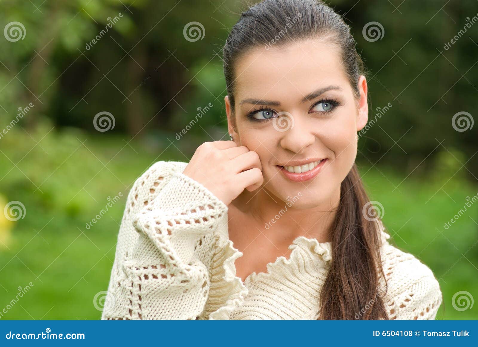 Portrait of Beautiful Woman in Park Stock Photo - Image of pretty ...
