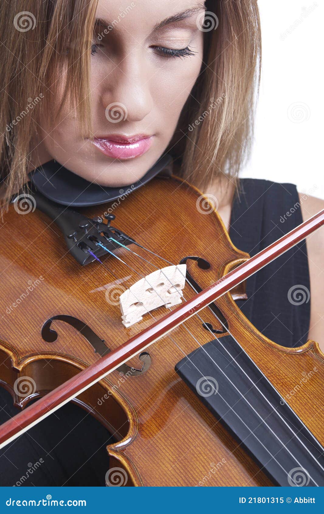 Portrait of a Beautiful Woman Playing Violin. Stock Image - Image of ...