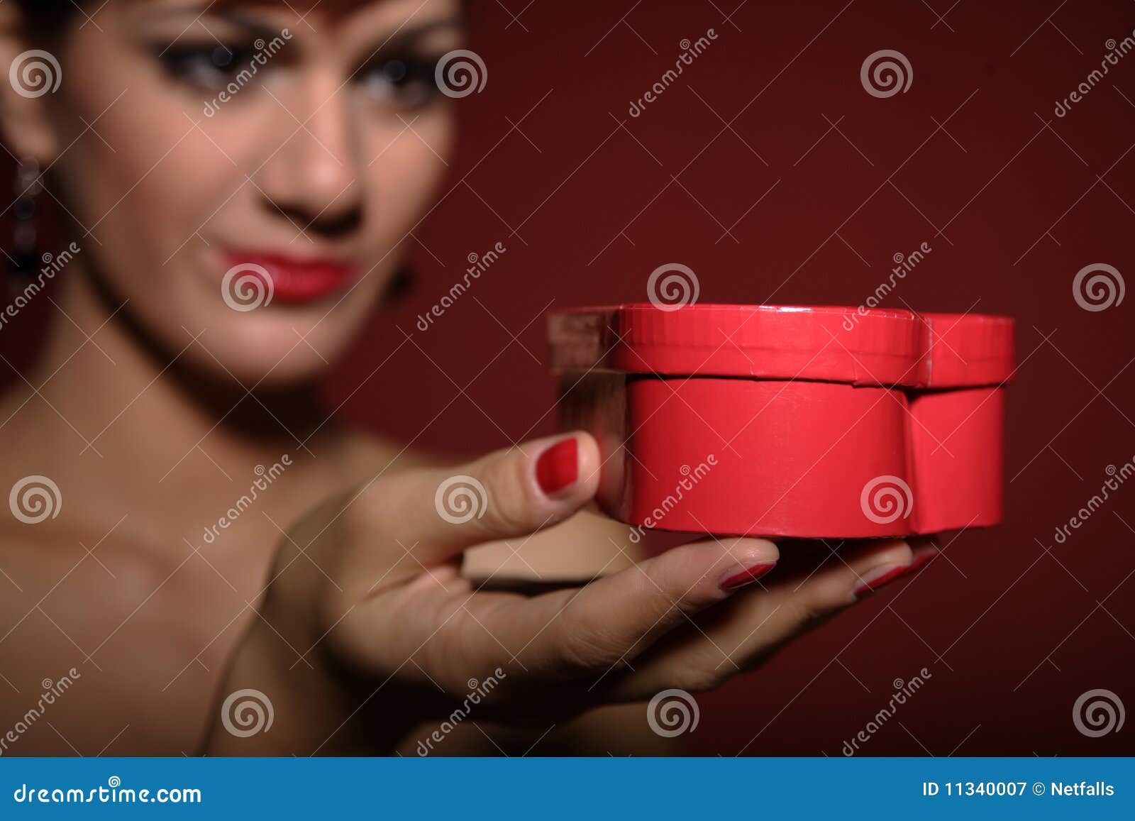 Portrait of Beautiful Woman with Present Stock Image - Image of happy ...