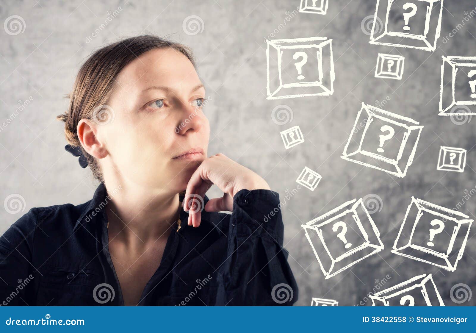 Portrait of Beautiful Woman Questioning Stock Photo - Image of ...