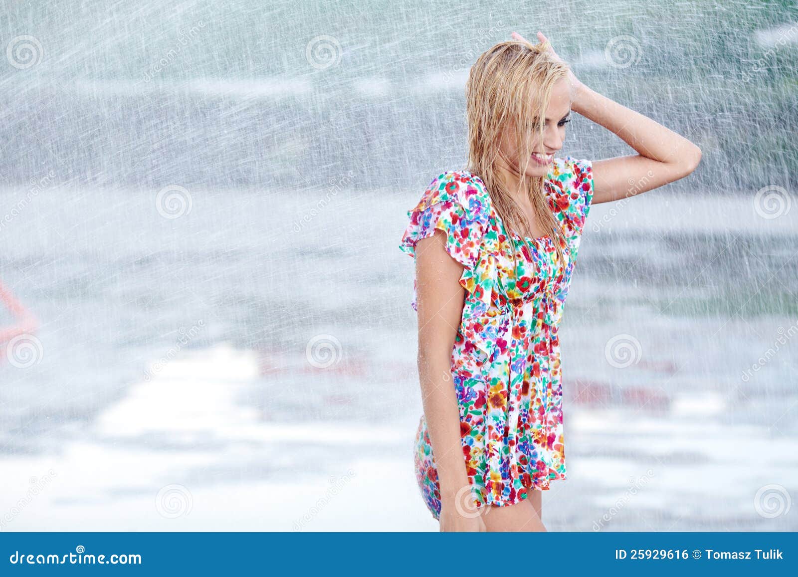 Portrait of a Beautiful Woman in Rain Stock Photo - Image of beauty ...